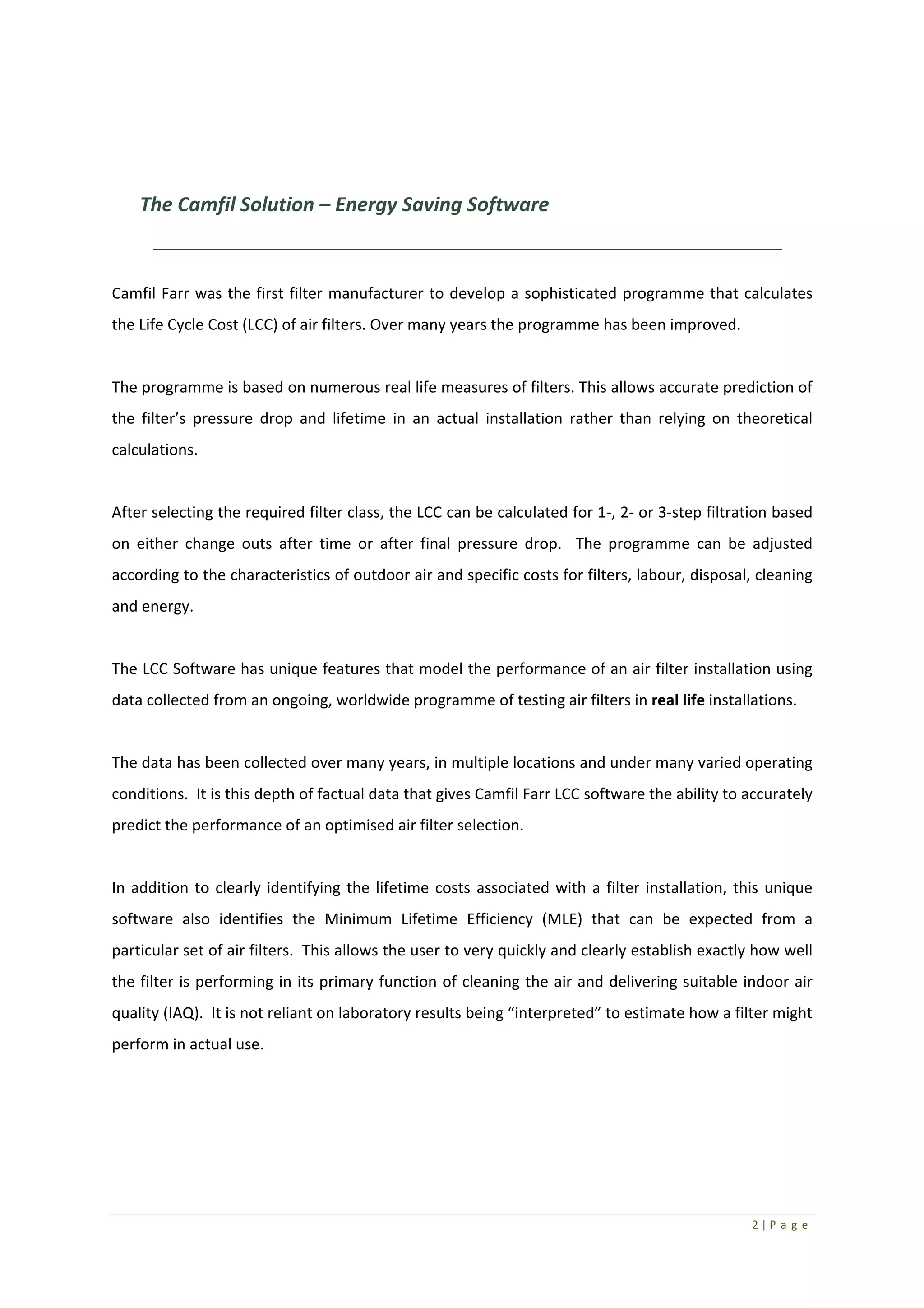 Camfil Whitepaper Jan11 Using Lifecycle Cost Software | PDF