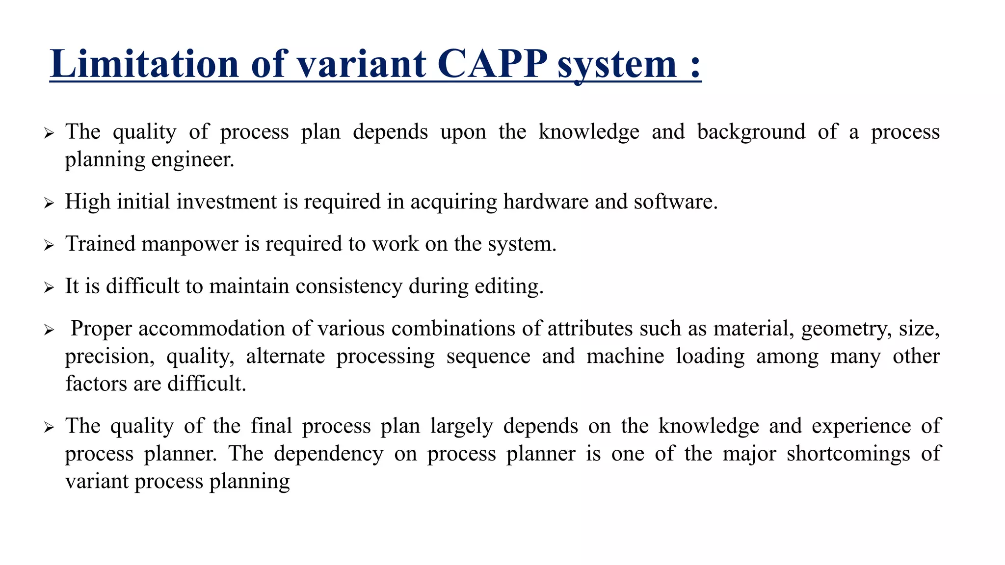 COMPUTER AIDED PROCESS PLANNING (CAPP) | PPTX