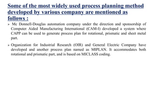 COMPUTER AIDED PROCESS PLANNING (CAPP) | PPTX