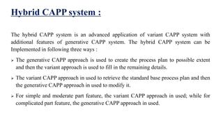 COMPUTER AIDED PROCESS PLANNING (CAPP) | PPTX