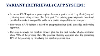 COMPUTER AIDED PROCESS PLANNING (CAPP) | PPTX