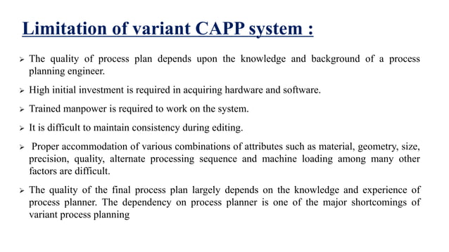 COMPUTER AIDED PROCESS PLANNING (CAPP) | PPTX | Computing | Technology ...