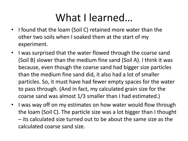 Soil Texture and Water Flow Experiment | PDF | Geology | Science