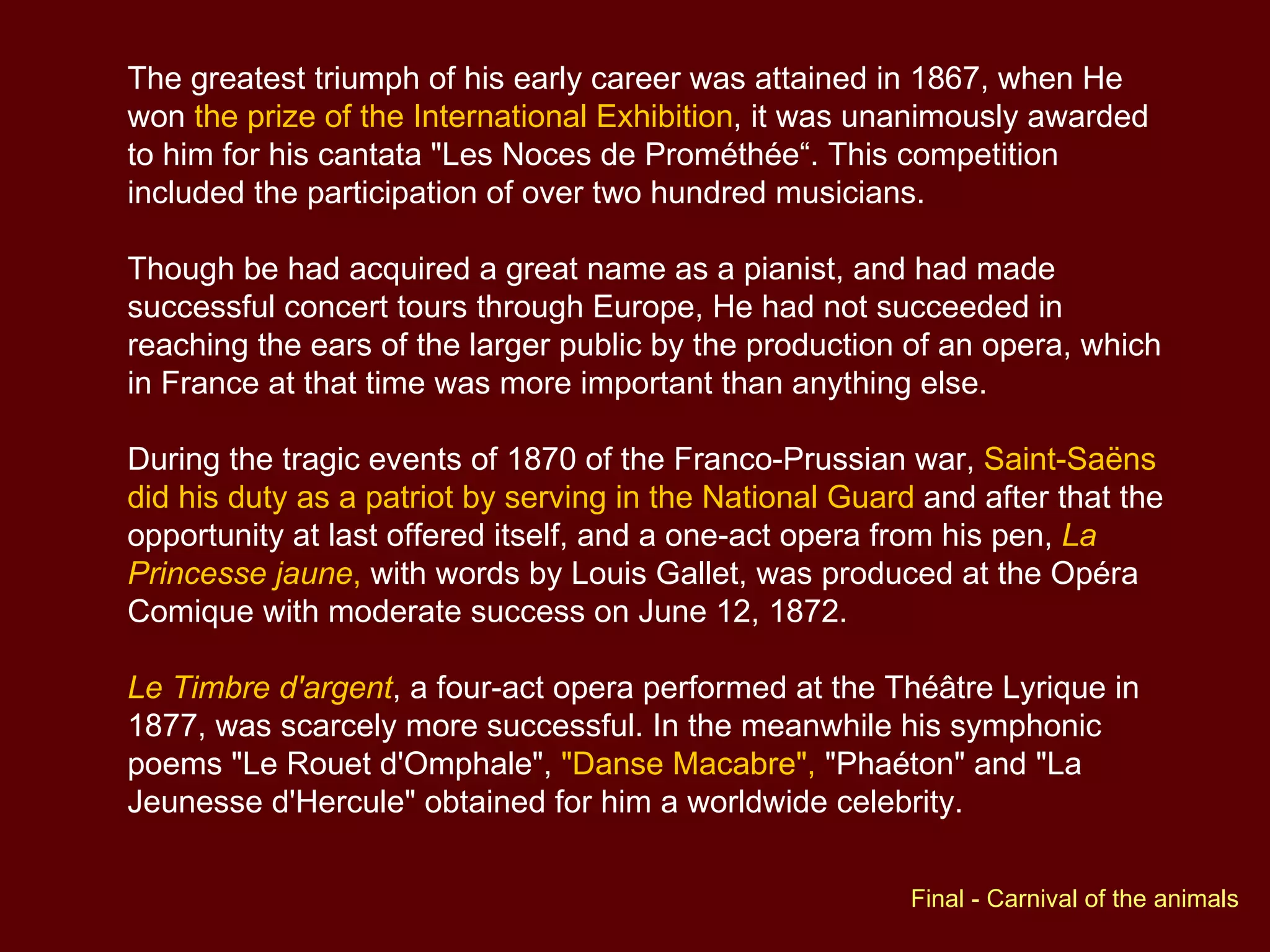 Camille Saint Saëns Biography | PPS