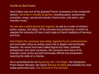 Camille Saint Saëns Biography | PPS