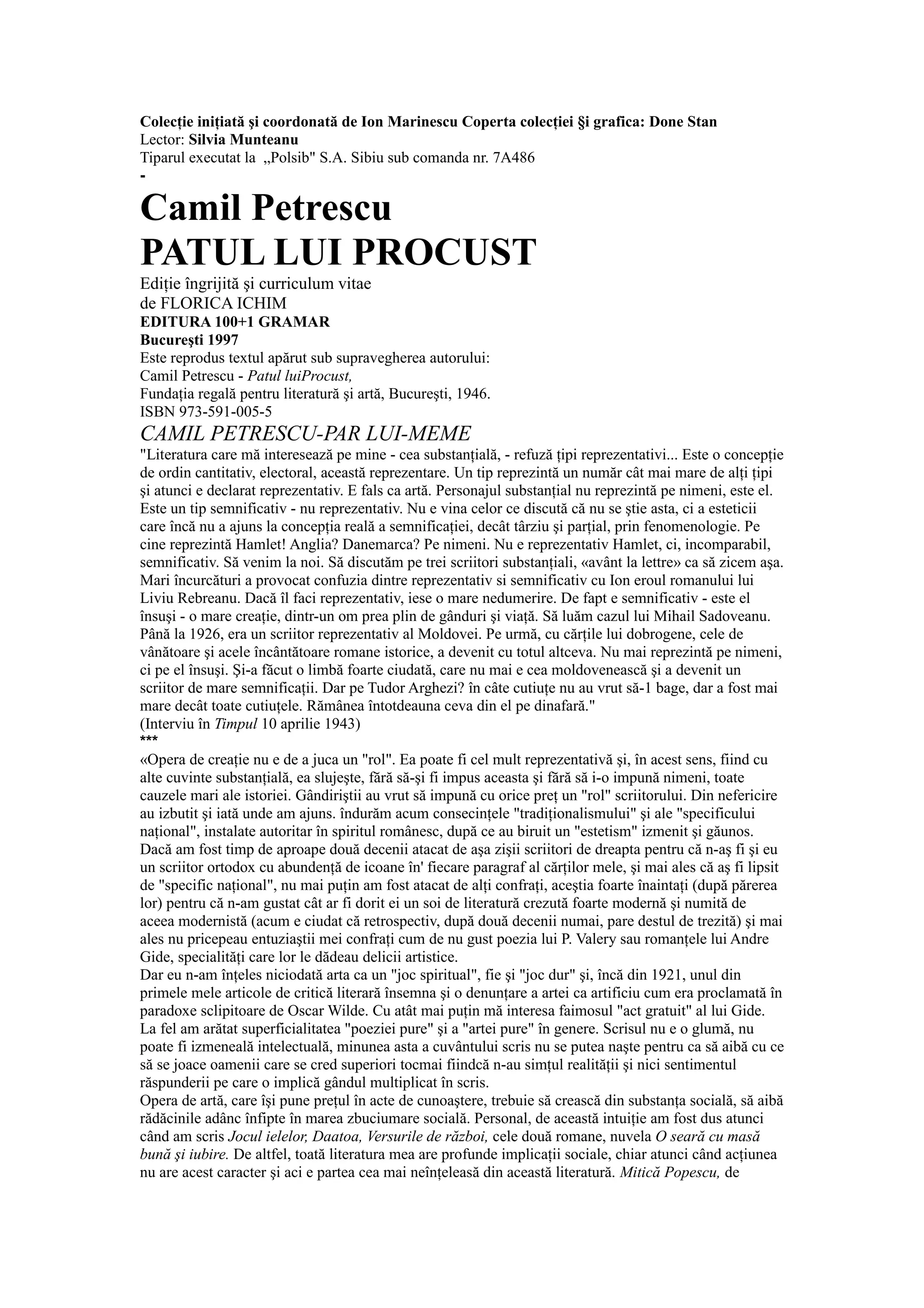 Camil petrescu patul lui procust | PDF