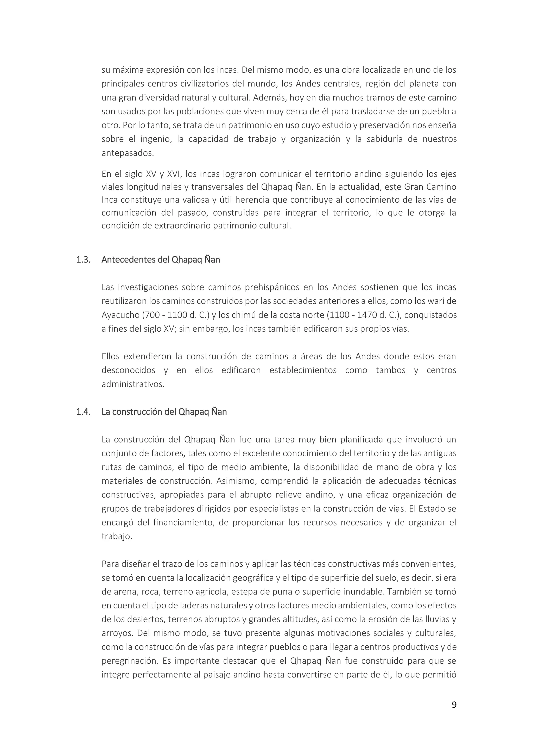 QHAPAQ ÑAN (Caminos Andinos) (Caminos Incas) (Gran Camino Inca) | PDF
