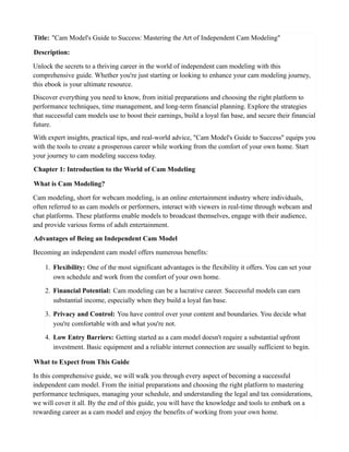 Cam Model's Guide to Success Mastering the Art of Independent Cam ...