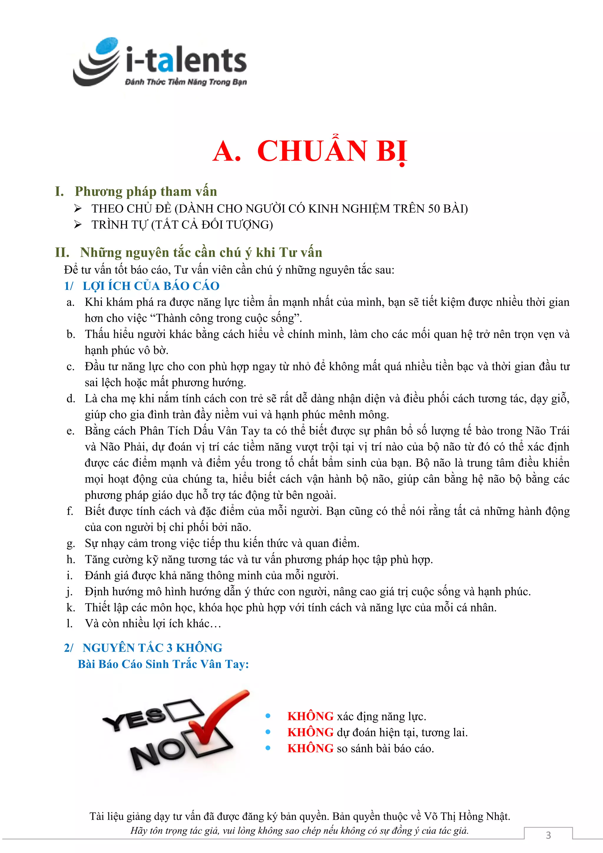 Cẩm Nang Tư Vấn Báo Cáo Sinh Trắc Vân Tay (P2) | PDF