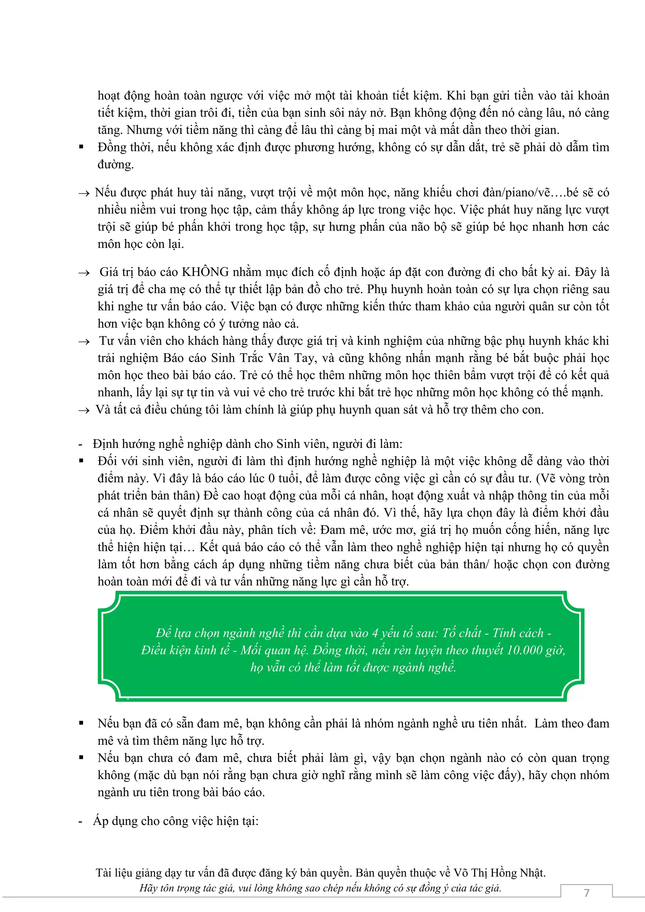 Cẩm Nang Tư Vấn Báo Cáo Sinh Trắc Vân Tay (P2) | PDF