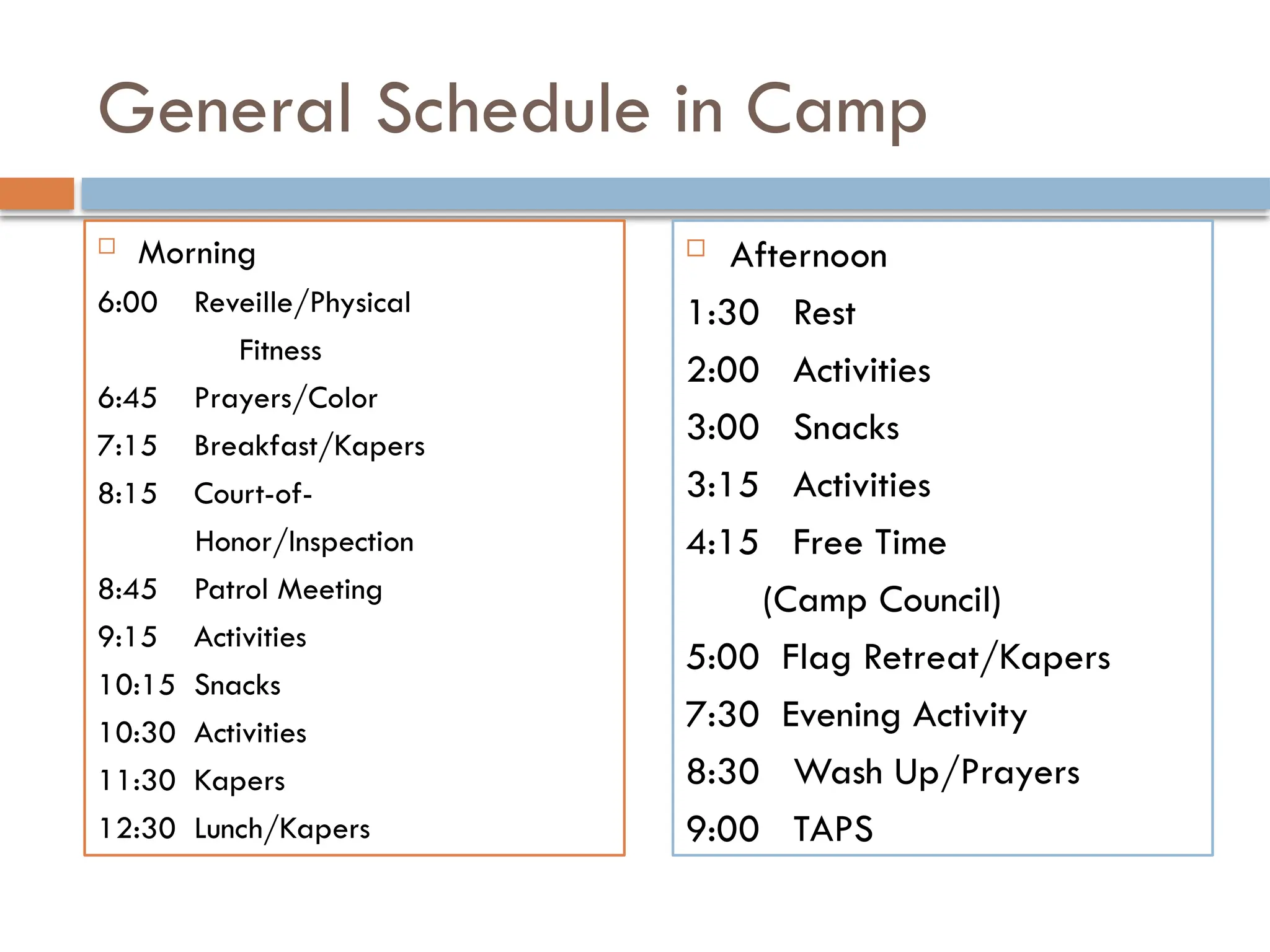 CAMP-ORGANIZATION.pptx a presentation for Girl Scouting | PPTX