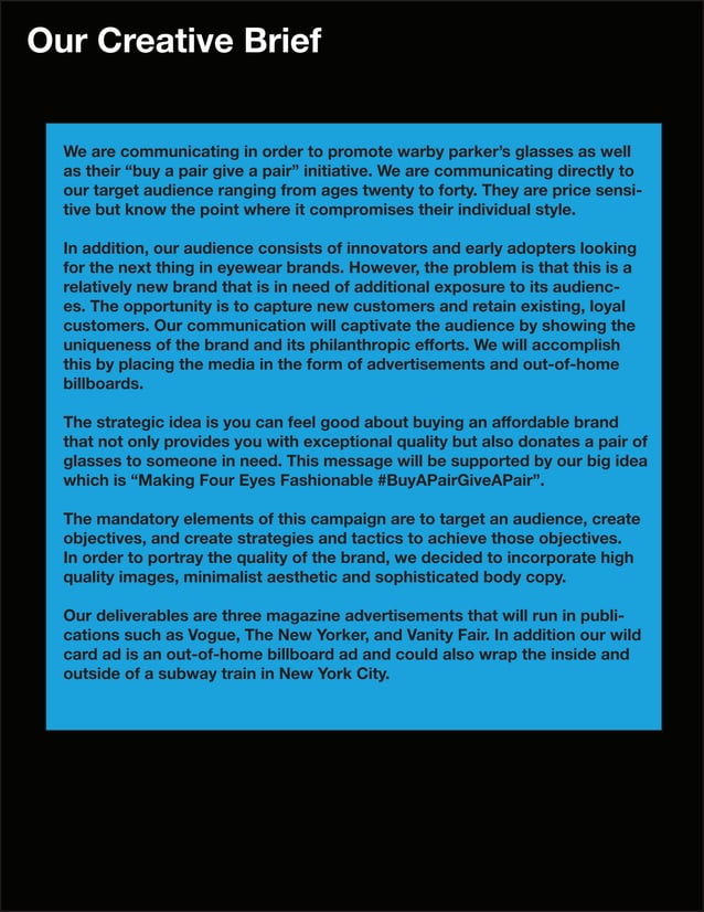 Warby Parker Ad Campaign: "Making Four Eyes Fashionable"