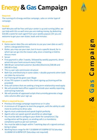 Call Center Campaign Information Energy & Gas | PPTX