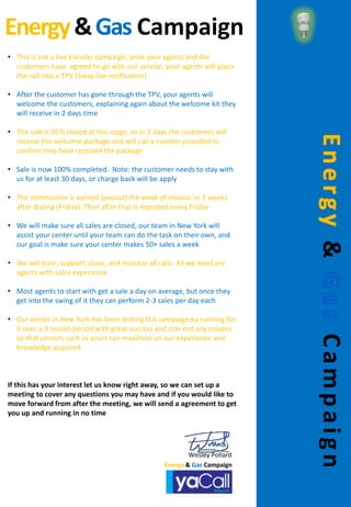 Call Center Campaign Information Energy & Gas | PPTX