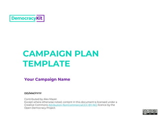 Campaign Plan Template - DemocracyKit (1).pptx | Elections | Politics