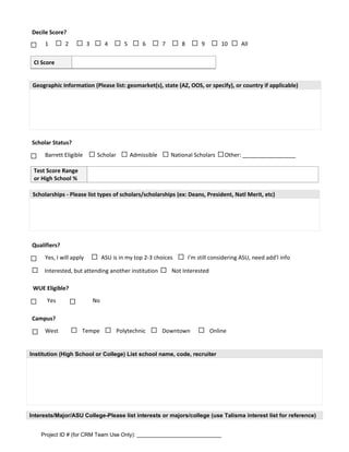 Campaign request form-pre admit | DOC | Education