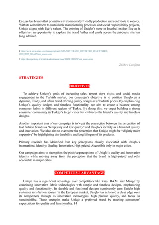 Uniqlo Türkiye: Kampanya Stratejisi, Yaratıcı Planlama ve Hedefler | PDF