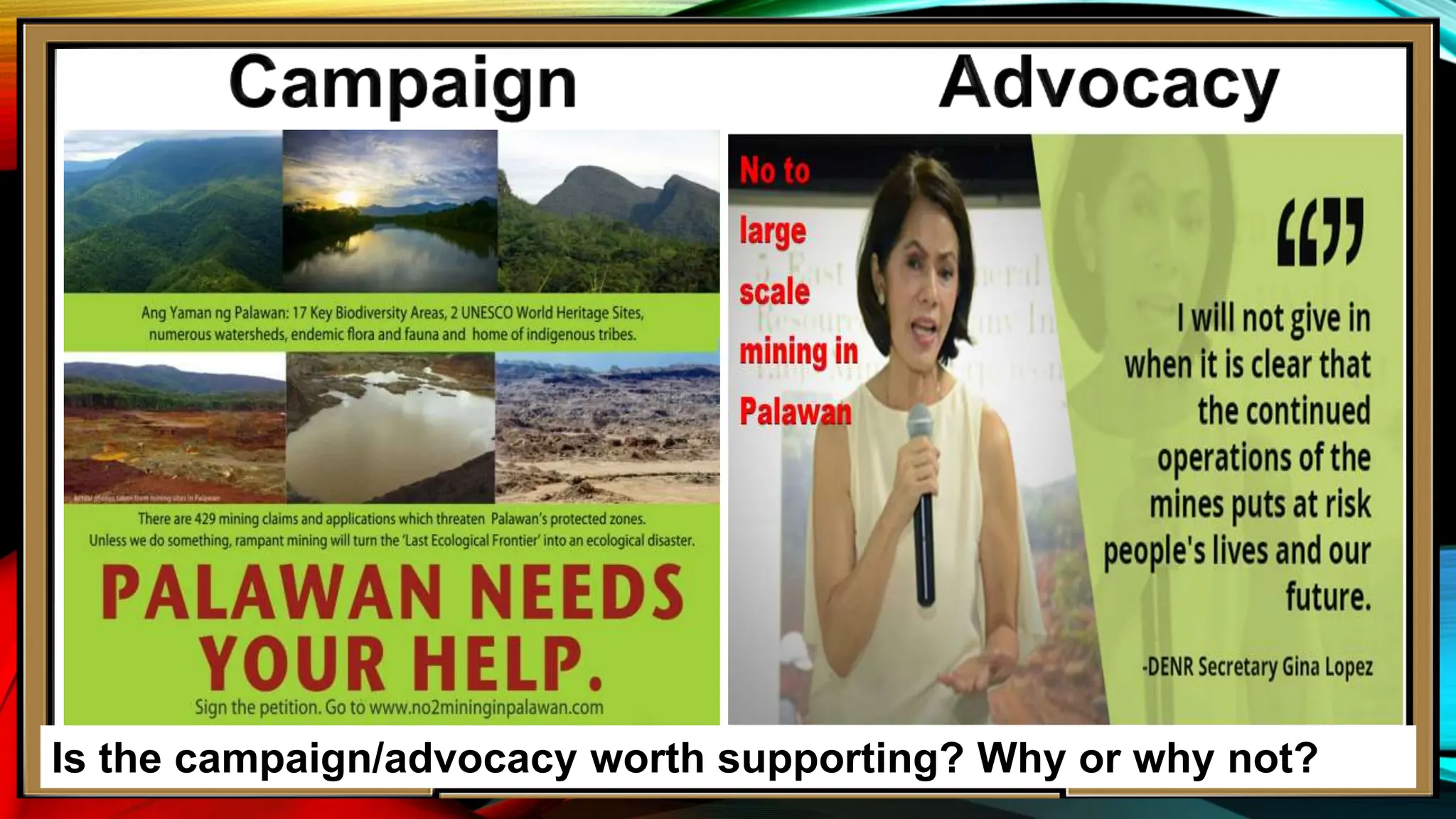 Campaign vs advocacy.pptx for. Grade 10 students | PPTX