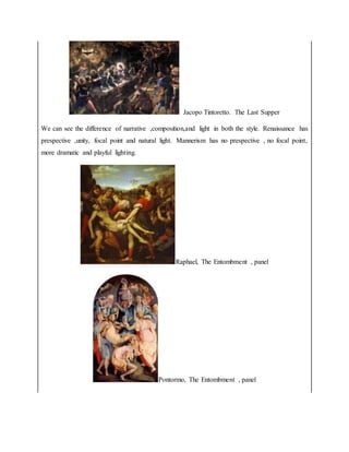 Camparision between renaissance and mannerism | DOCX | Fine Art