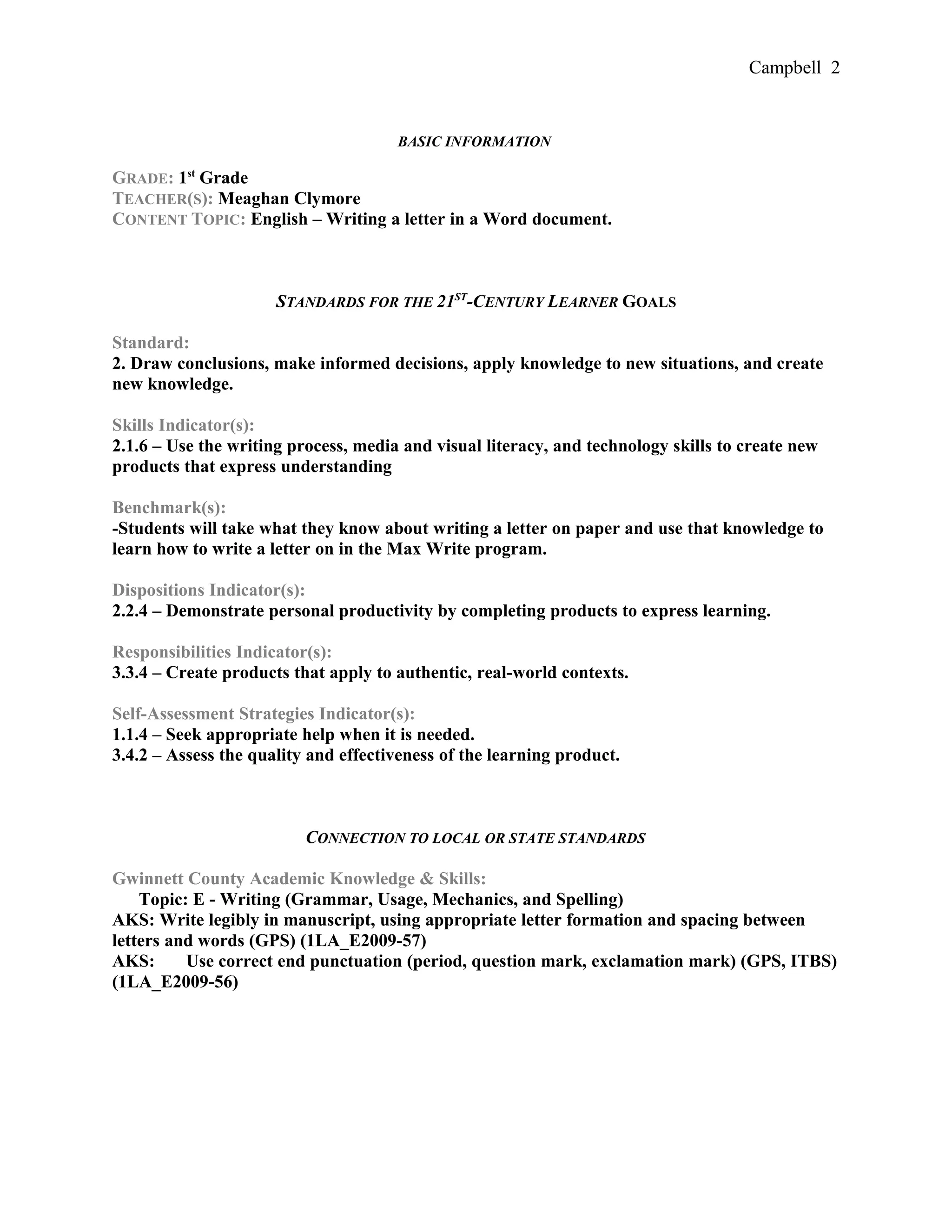 Information Literacy Lesson Plan | DOC