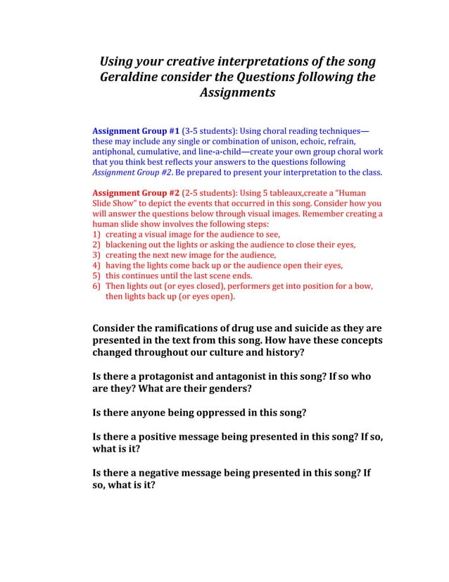 Drama Lesson: Geraldine | DOCX