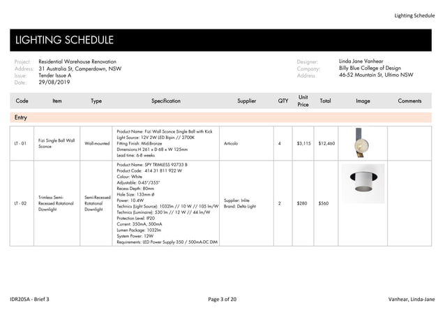 Lighting Schedule | PDF