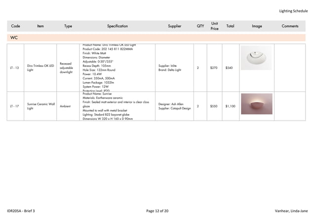 Lighting Schedule | PDF