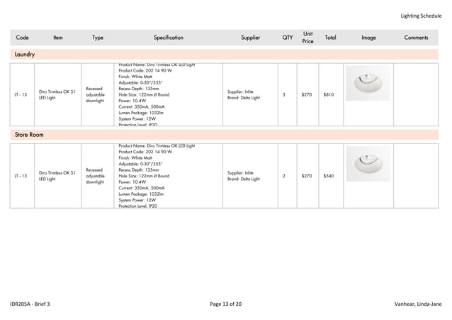 Lighting Schedule | PDF