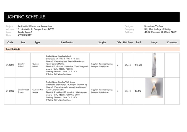 Lighting Schedule | PDF