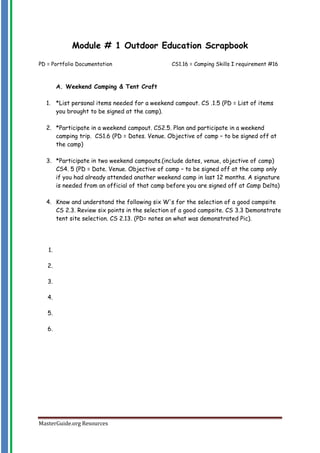 MasterGuide.Org's Camper Scrapbook I-IV (MgC ReqIII2b) | PDF