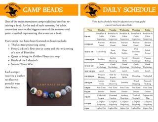 Camp Half Blood Schedule