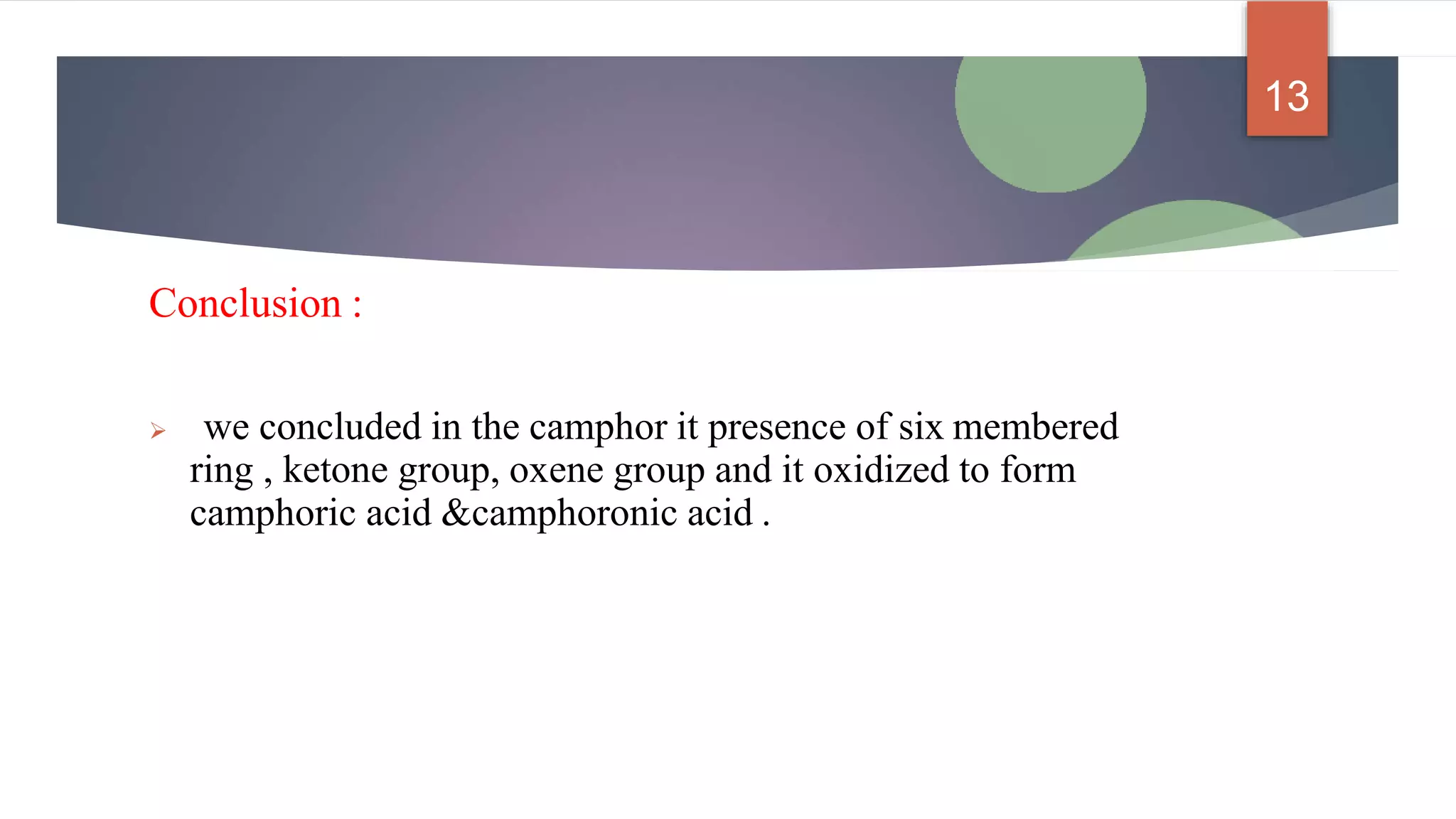Structural Elucidation of Camphor | PPTX