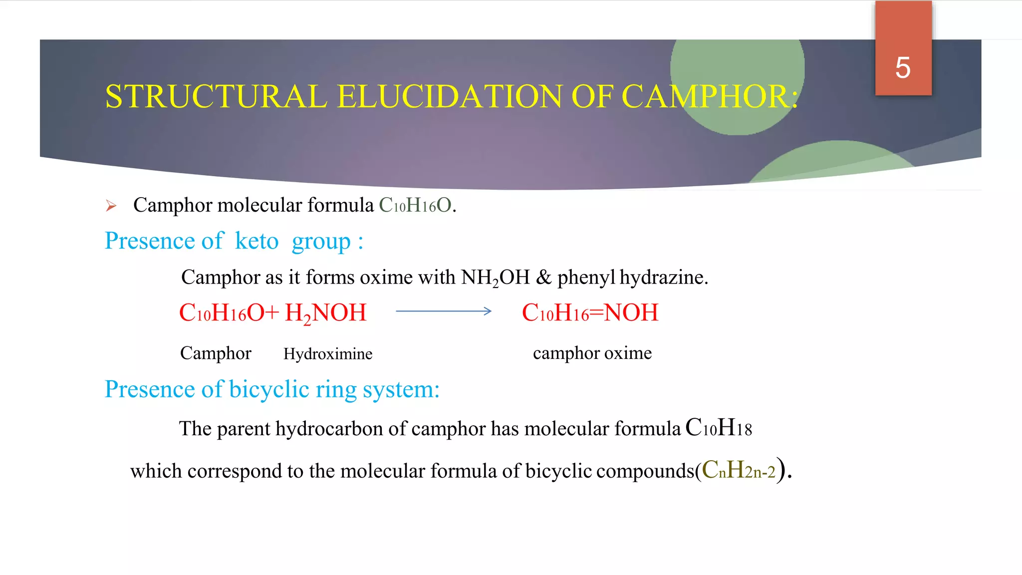 Structural Elucidation of Camphor | PPTX