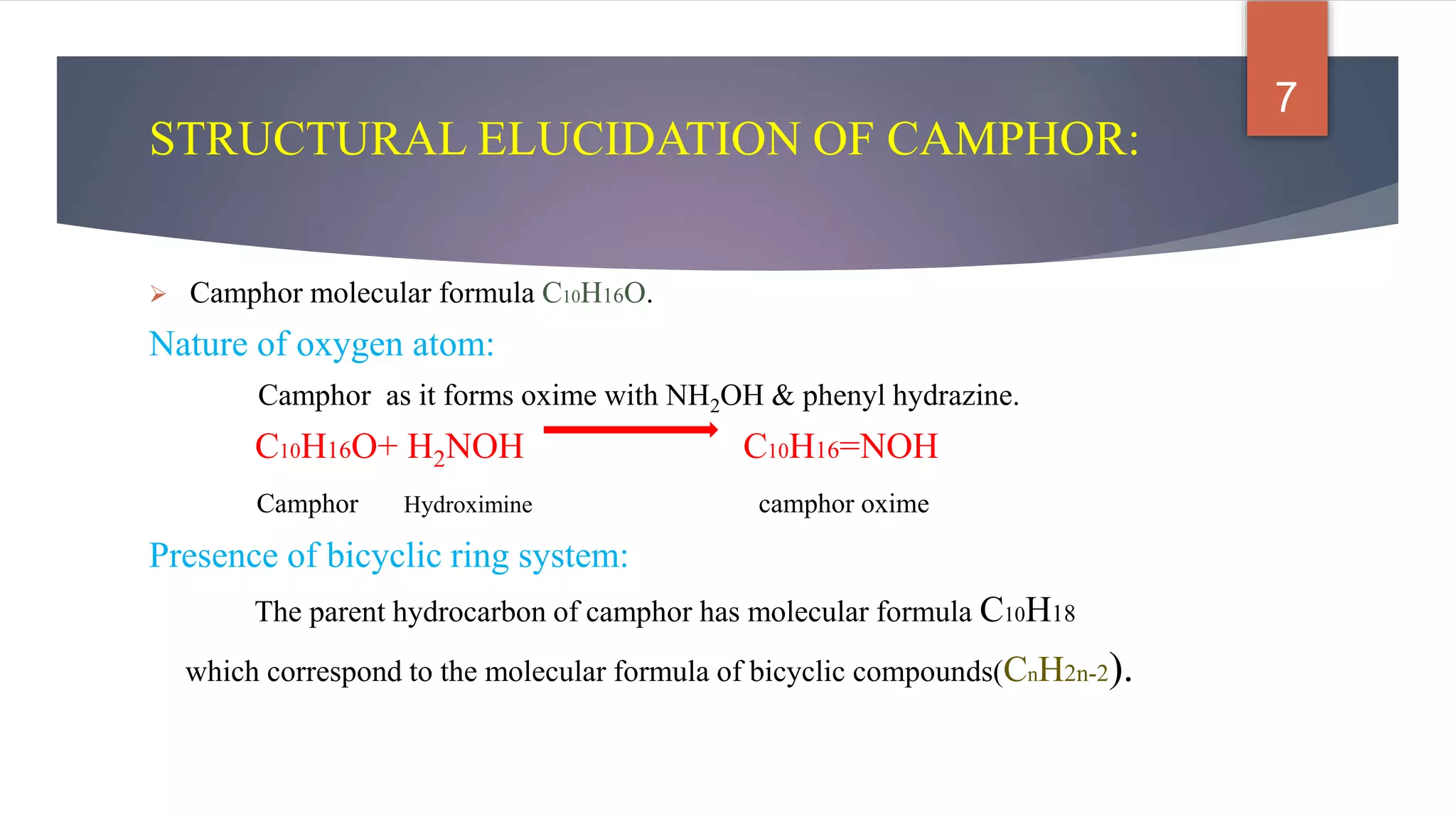structural elucidation of camphor | PPTX