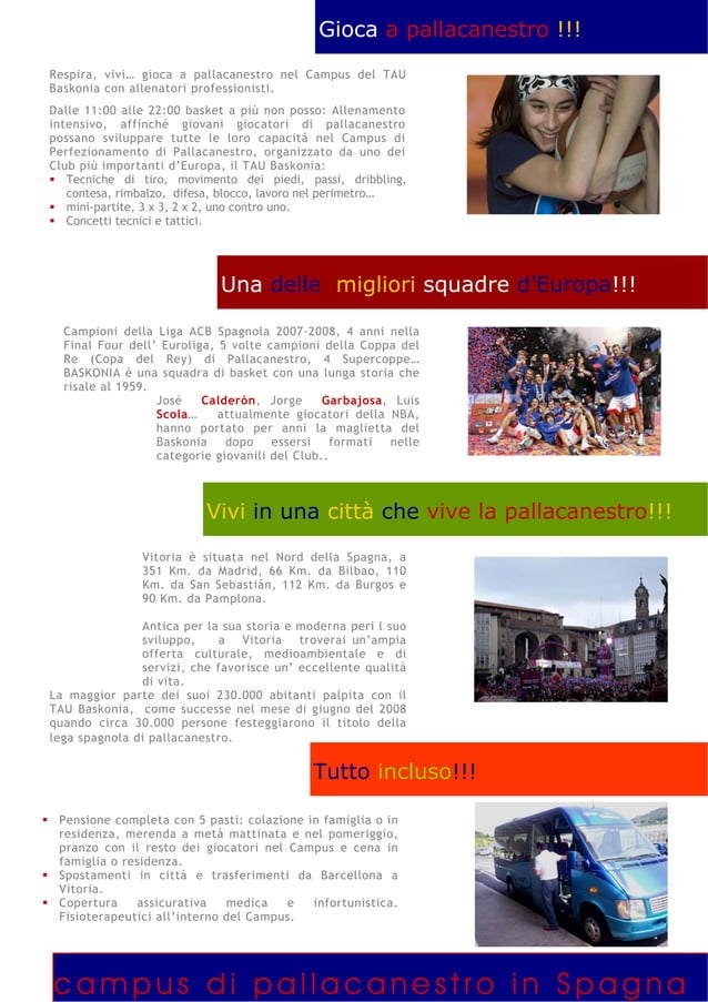 Campi da basket in Spagna per ragazzi 2009 | PDF