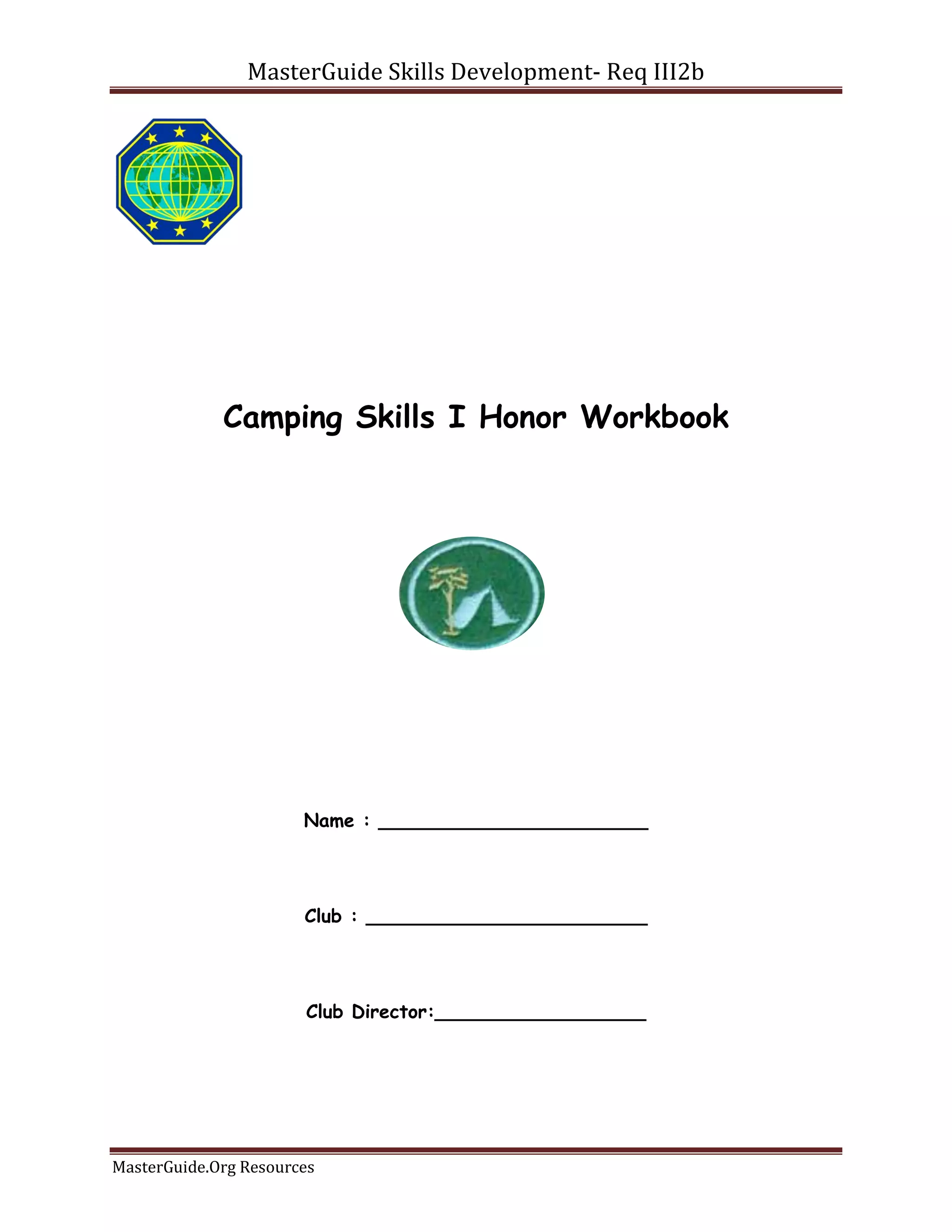 Camping Skills I-IV Workbook MgC - Req III2b | PDF
