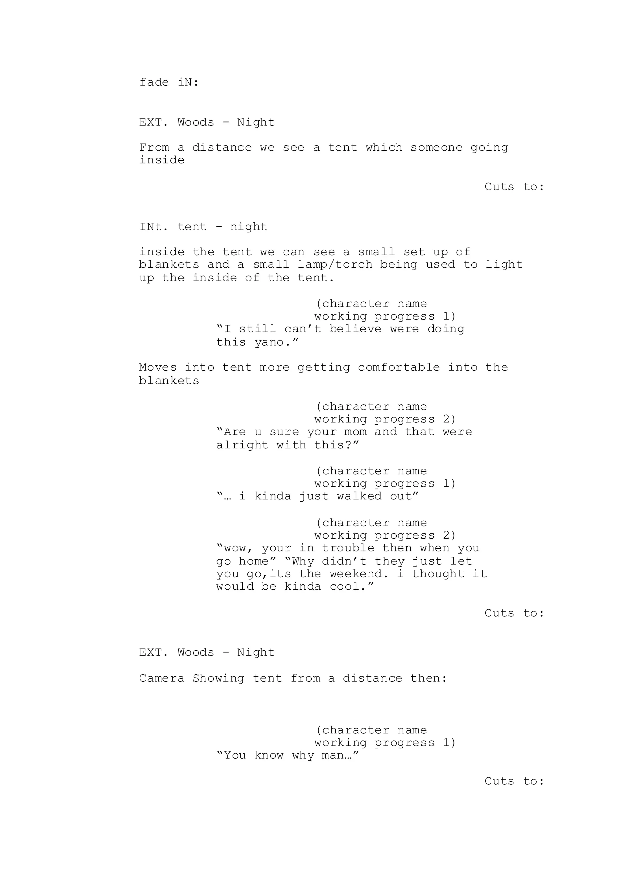 Camp out Script | PDF