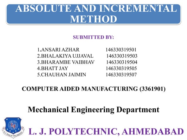 Absolute and incremental in CAD & CAM | PPTX | Physics | Science