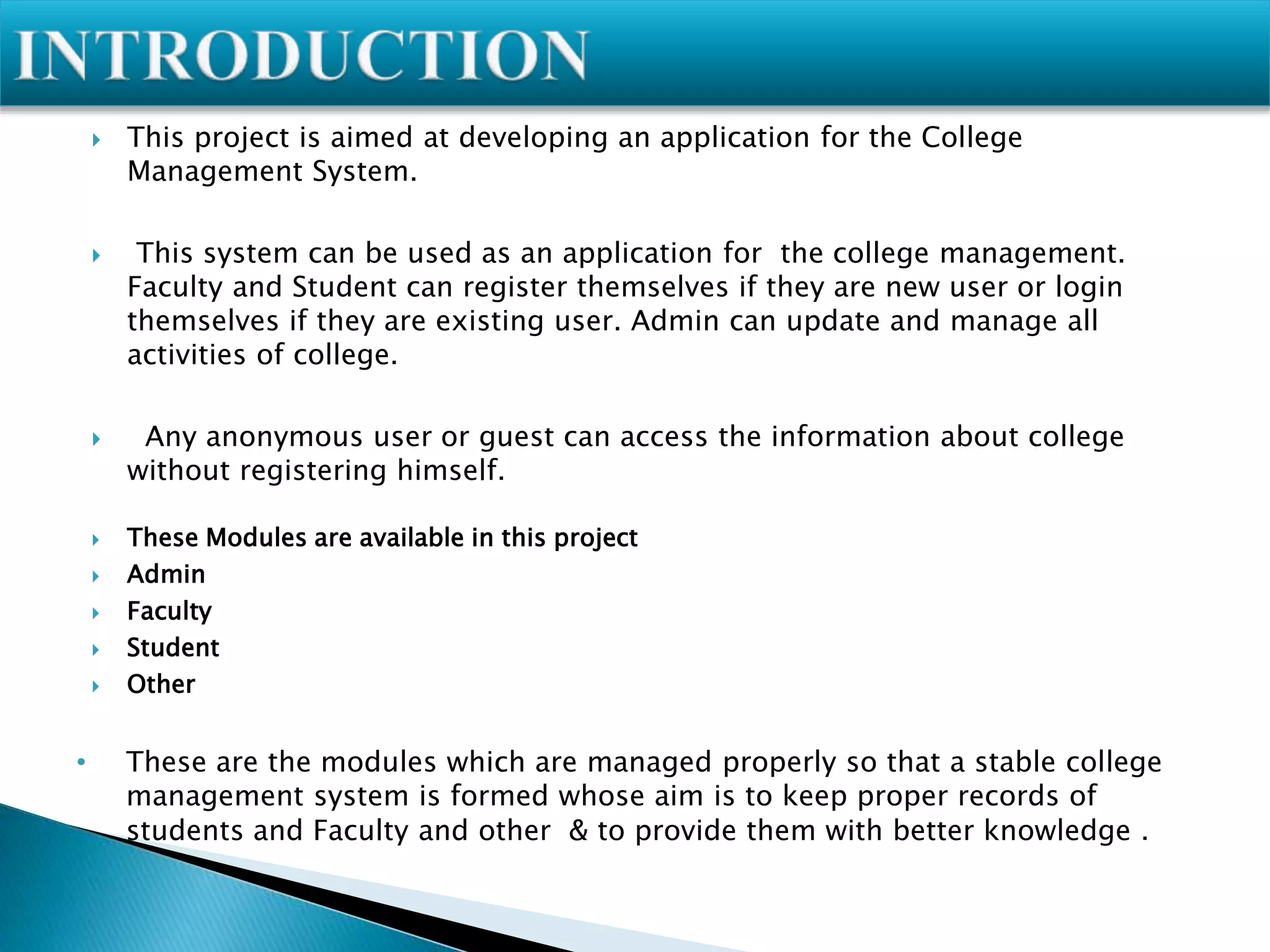College Administration Management System | PPTX