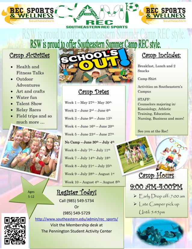 Southeastern's Camp Rec 2014 Informational Flyer | PDF