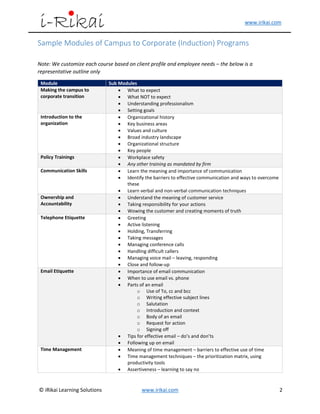 Campus to Corporate Training Delhi India | PDF