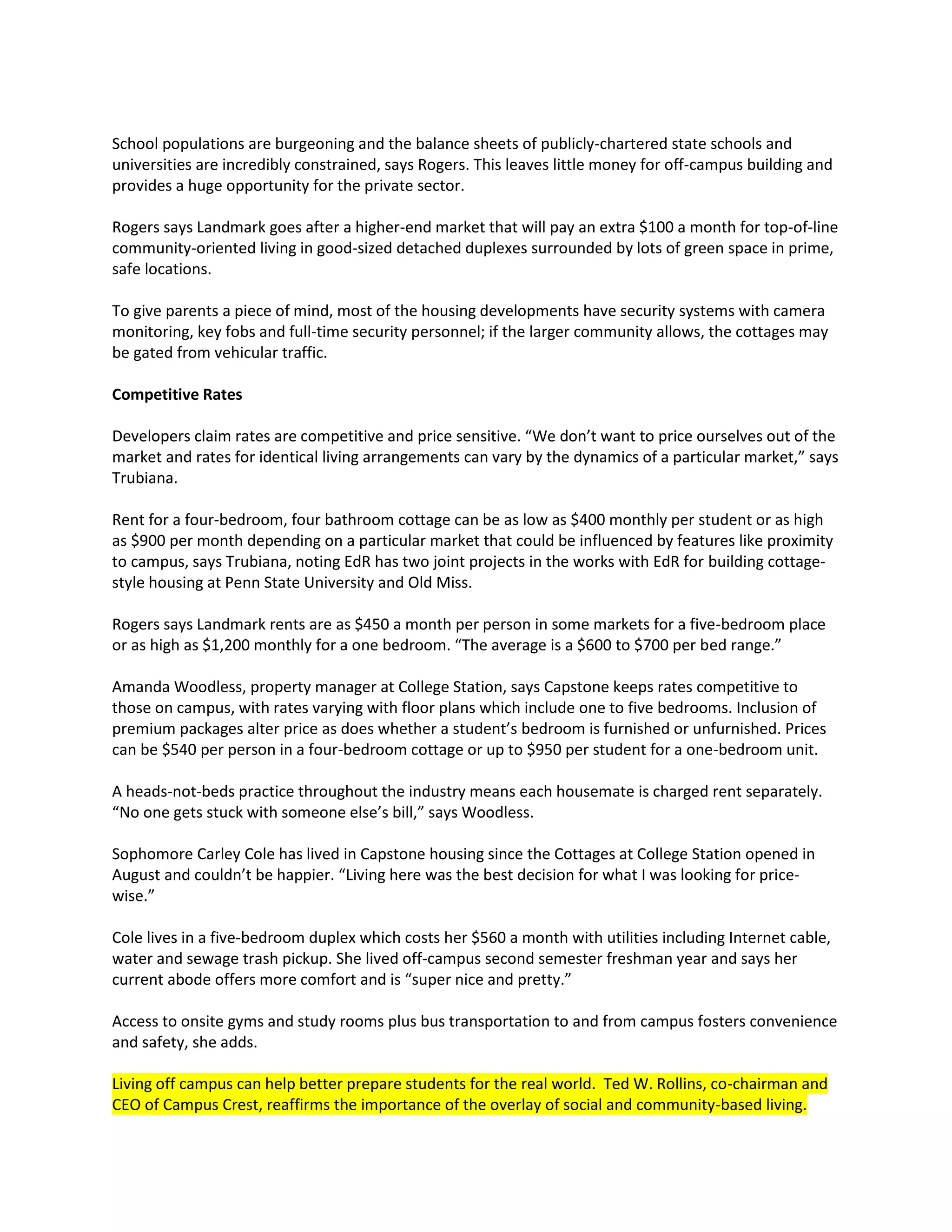 Campus Crest Communities Students Trade Up | PDF