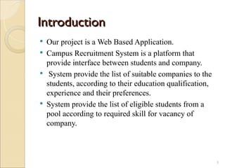 presentation on Campus Recruitment System | PPT