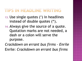 Campus journalism - copyreading and headline writing | PPSX