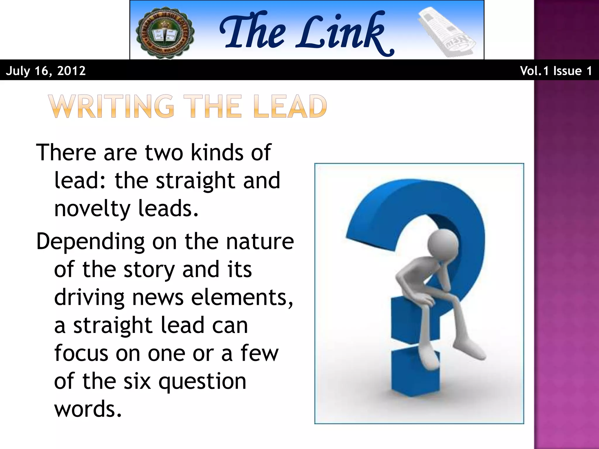 Campus Journalism - News Writing | PPSX