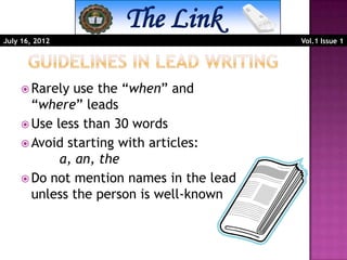 Campus Journalism - News Writing | PPSX