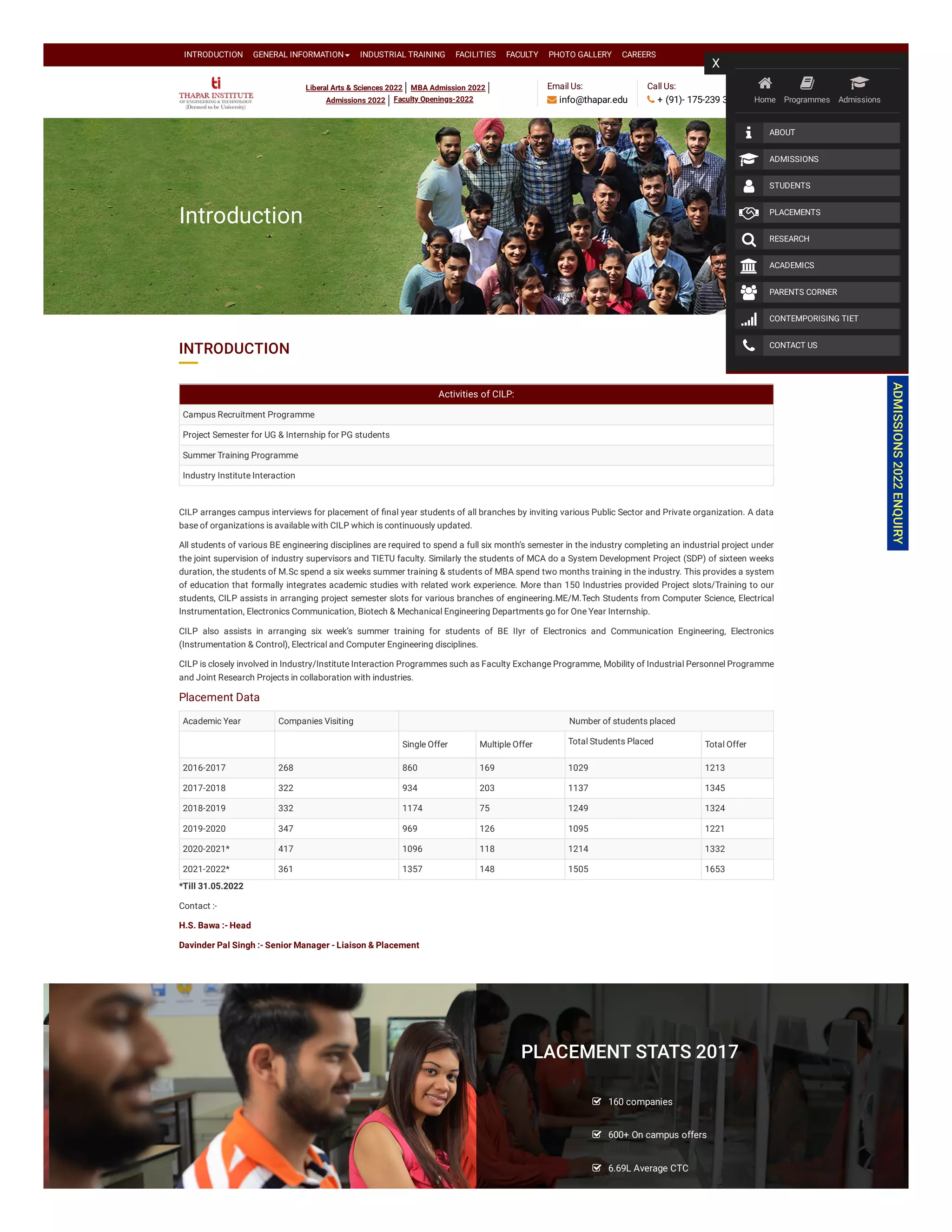 Campus Placements at Thapar Institute of Engineering and Technology | PDF