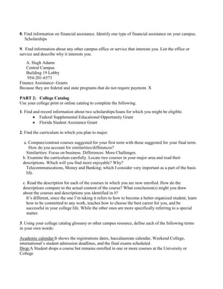 Campus website catalog scavenger hunt | DOCX