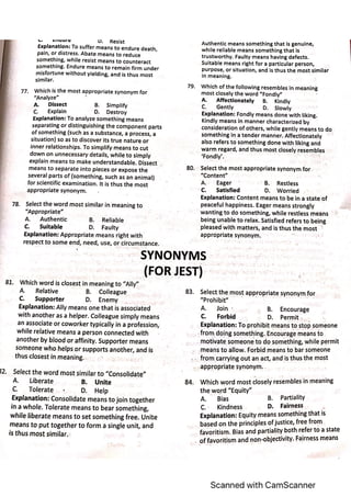 SYNONYMS NOTES FOR JEST AND PST JOB | PDF