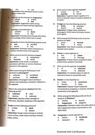 ANTONYMS NOTES FOR JEST AND PST TEST PREPARATION | PDF